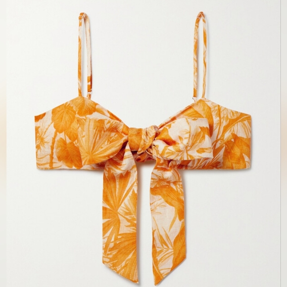Zimmermann | Tops | Zimmermann Mae Bow Palmprint Linenvoile Cropped Top ...